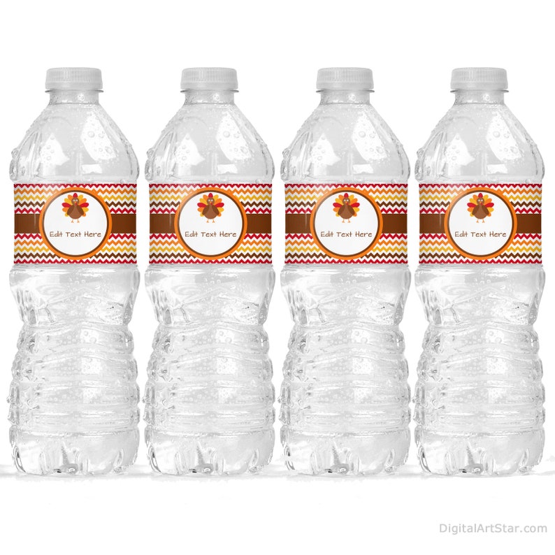 Thanksgiving Water Bottle Labels Printable Template Turkey - Etsy