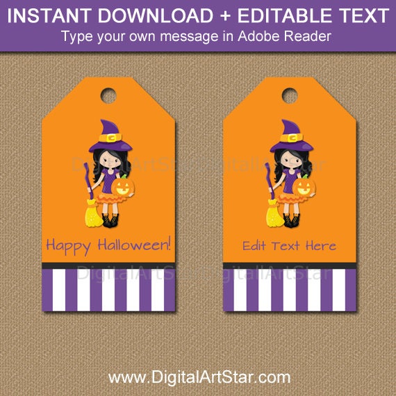 Halloween Witch Printables, Happy Halloween Tags, Witch Birthday Tags ...