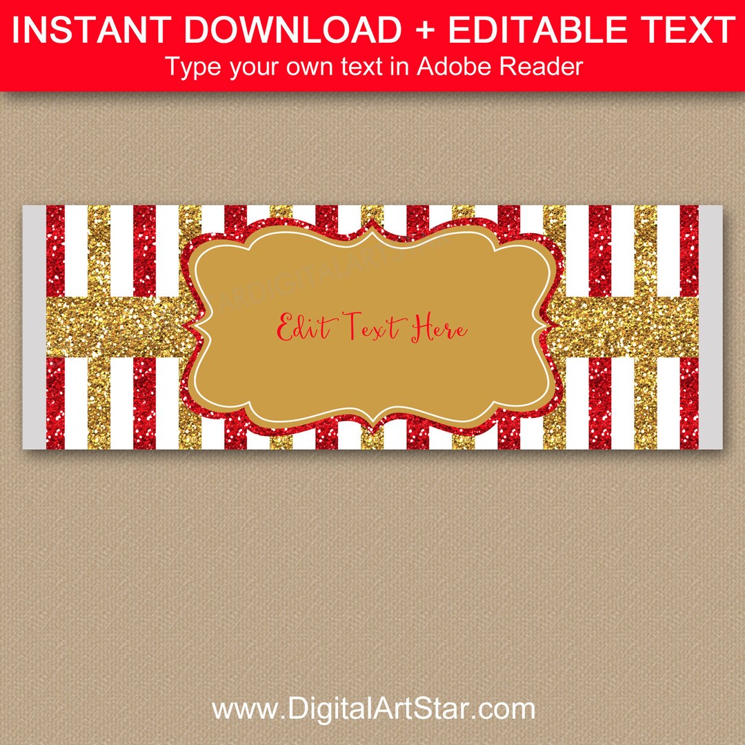Red and Gold Birthday Candy Bar Wrappers Red and Gold Baby - Etsy