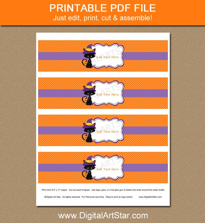 Personalized Halloween Water Bottle Labels Halloween Birthday | Etsy