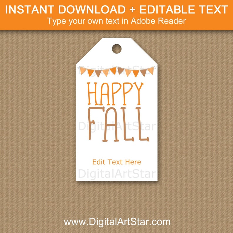 Happy Fall Printable Tags Happy Fall Gift Tag Template | Etsy