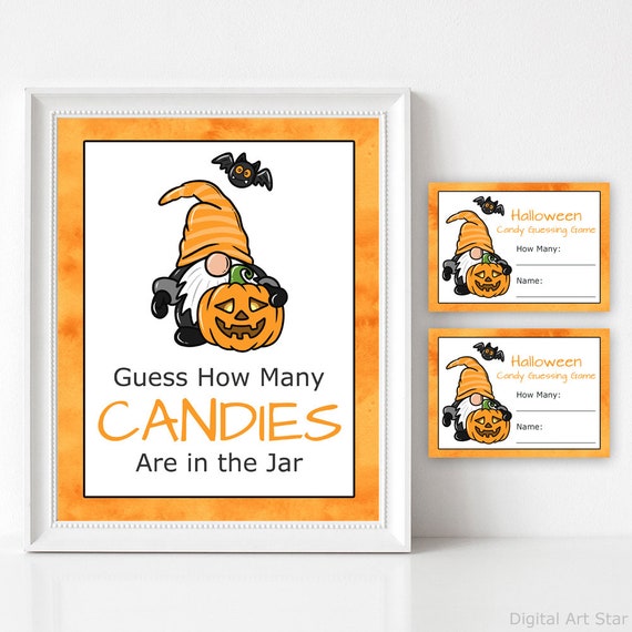 Gnome Halloween Candy Guessing Game Printables, Guess How Many Candies ...