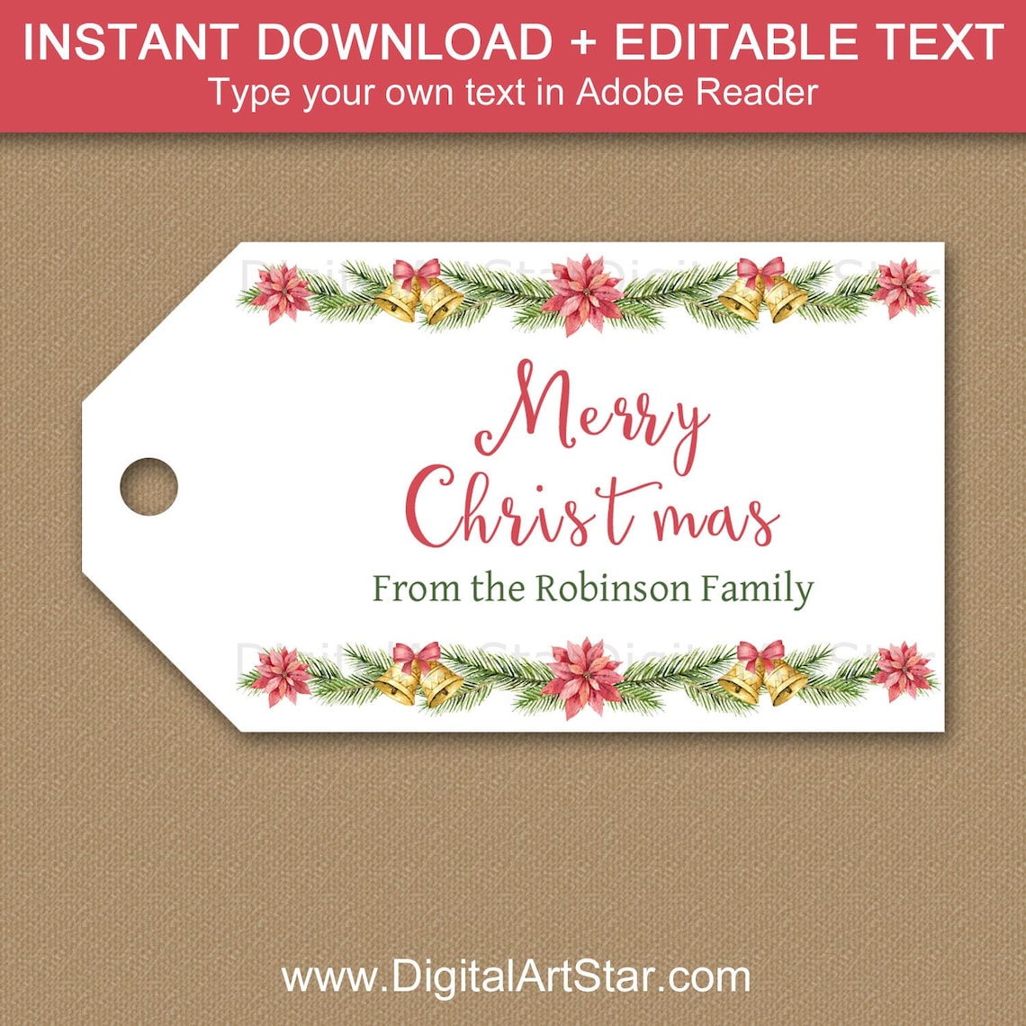 Editable Christmas Gift Tag Template Christmas Bag Tags - Etsy