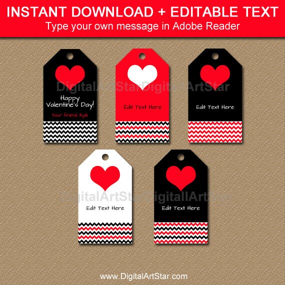 Valentine Gift Tag Printable Editable Valentines Day Tags - Etsy