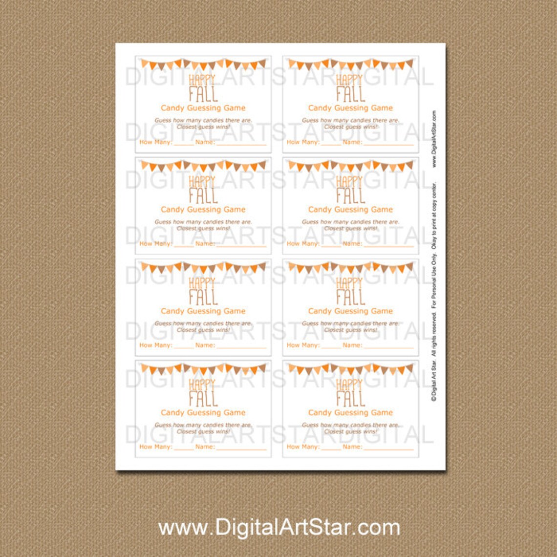 Candy Guessing Fall Happy Fall Printable Game Fall Candy | Etsy