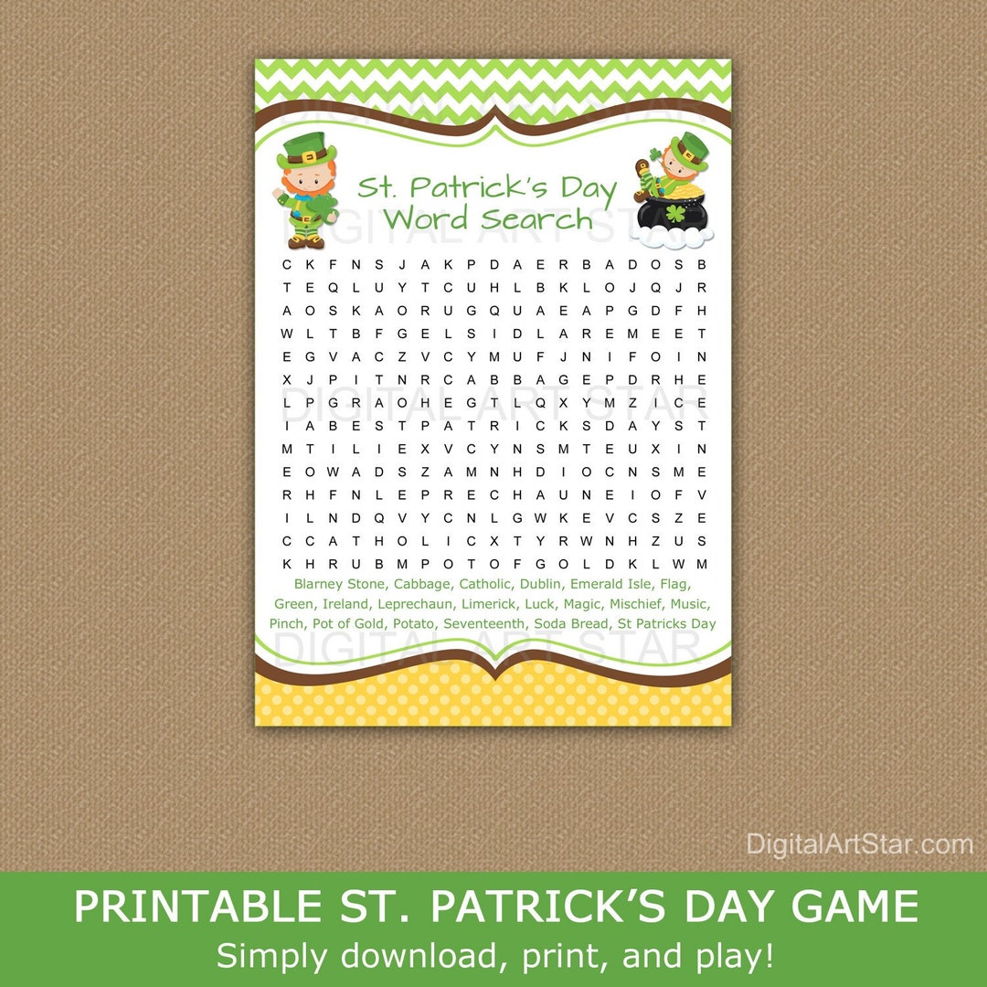 St Patrick's Day Word Search Printable, Word Search St Patricks Day ...