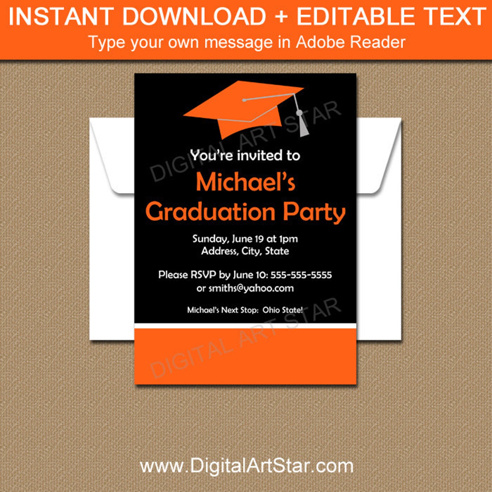 Graduation Party Invitation Template College Graduation | Etsy