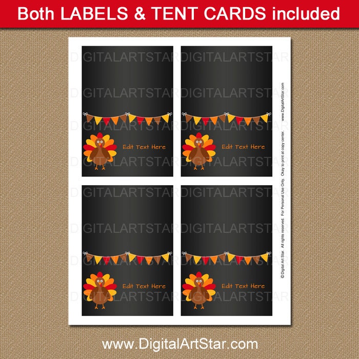 Thanksgiving Food Labels EDITABLE Thanksgiving Buffet Cards | Etsy