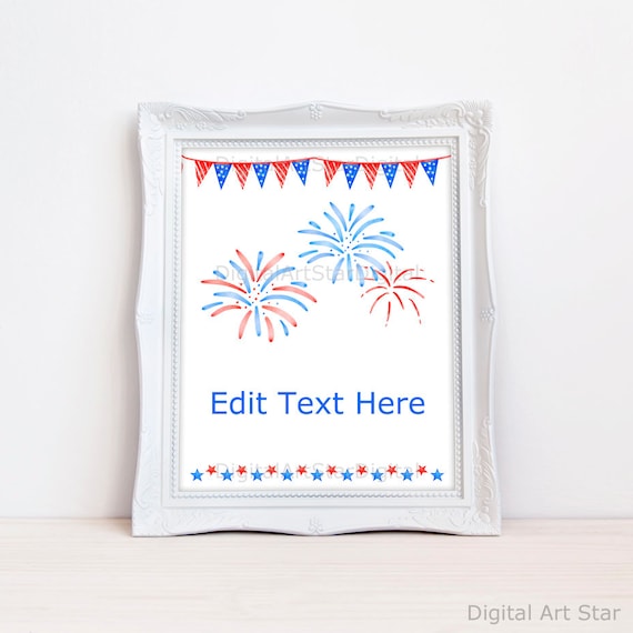 4th of July Sign Template, Patriotic Signage Editable, Patriotic ...