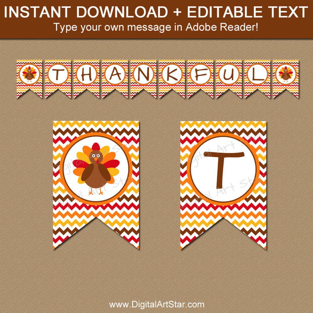 Thanksgiving Banner Instant Download Thanksgiving Editable - Etsy