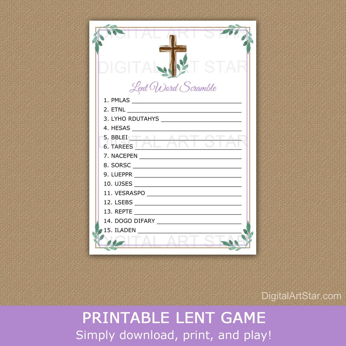 Lent Word Scramble Lenten Activity for Adults Printable Word - Etsy