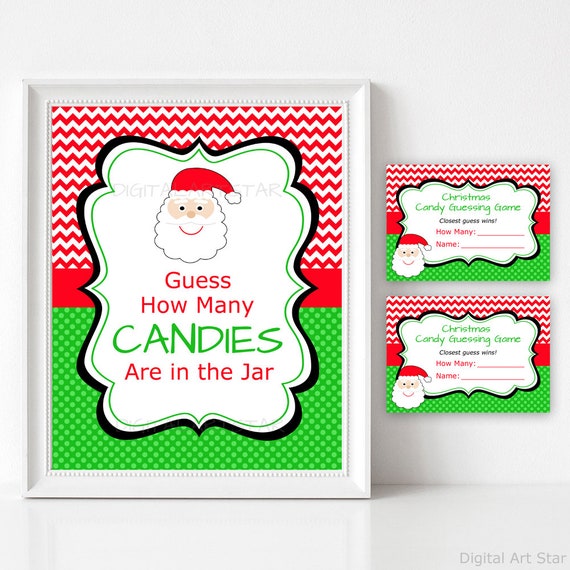 Santa Christmas Candy Guessing Game Printable, Santa Game, Guess How ...