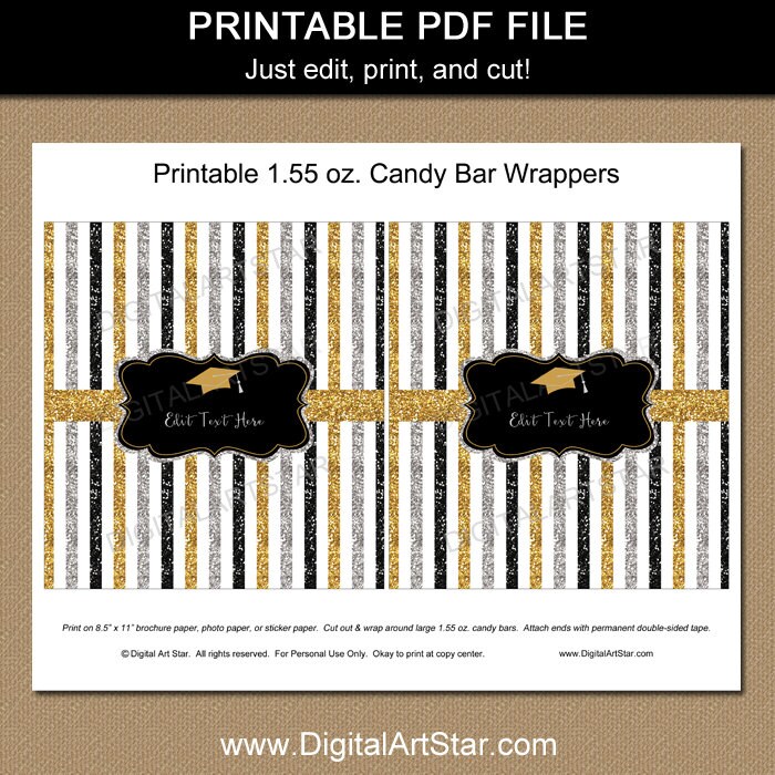 Editable Candy Bar Wrappers Graduation Graduation Favors for - Etsy Canada