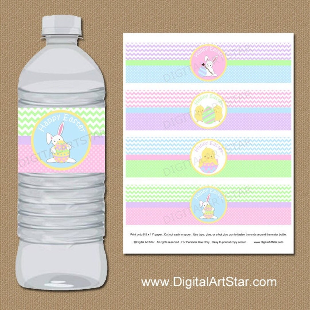 Easter Water Bottle Labels, Happy Easter Decorations, Easter Party ...