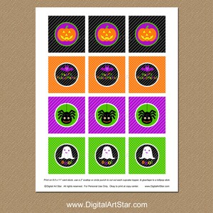 Kids Halloween Cupcake Toppers Printable Halloween Cupcake Picks ...
