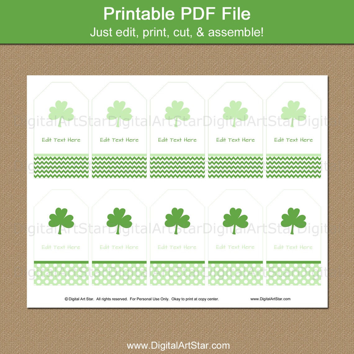 St Patricks Day Tags Printable Shamrock Gift Tags Shamrock - Etsy