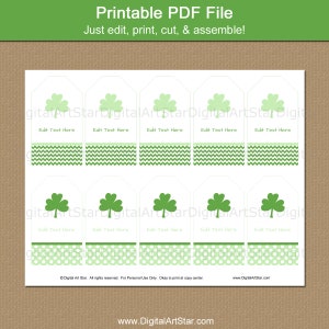 St Patricks Day Tags Printable, Shamrock Gift Tags, Shamrock Favor Tags ...