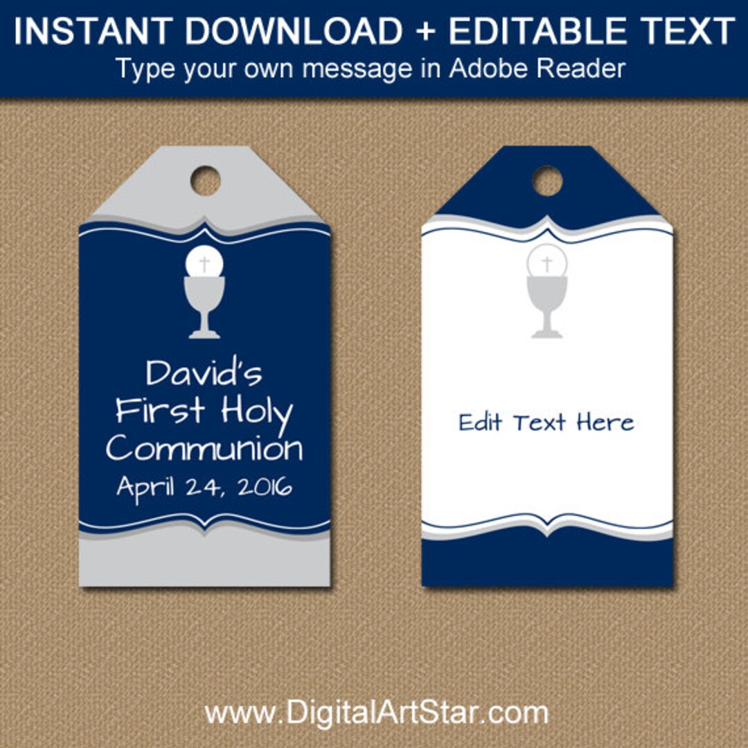 First Communion Tags First Communion Gift Tags Printable Hang Tags ...