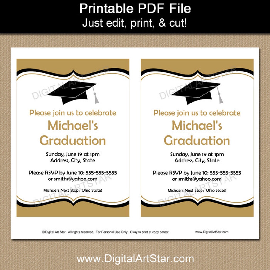 EDITABLE Graduation Invitations Printable Graduation Party - Etsy