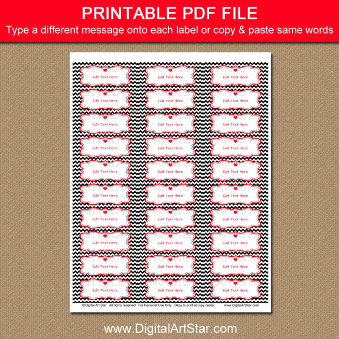 Valentines Day Return Address Labels Printable Valentine - Etsy
