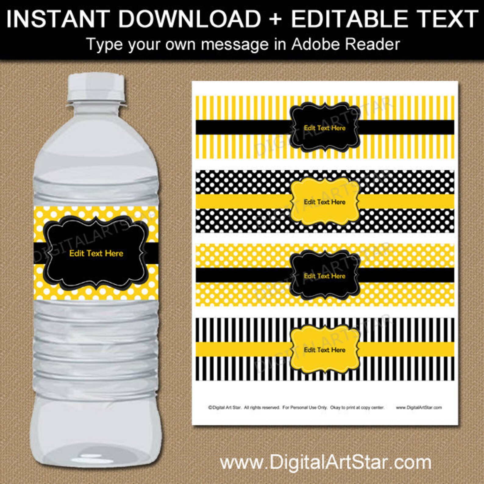 Editable Water Bottle Label Printable Decorations 50th | Etsy