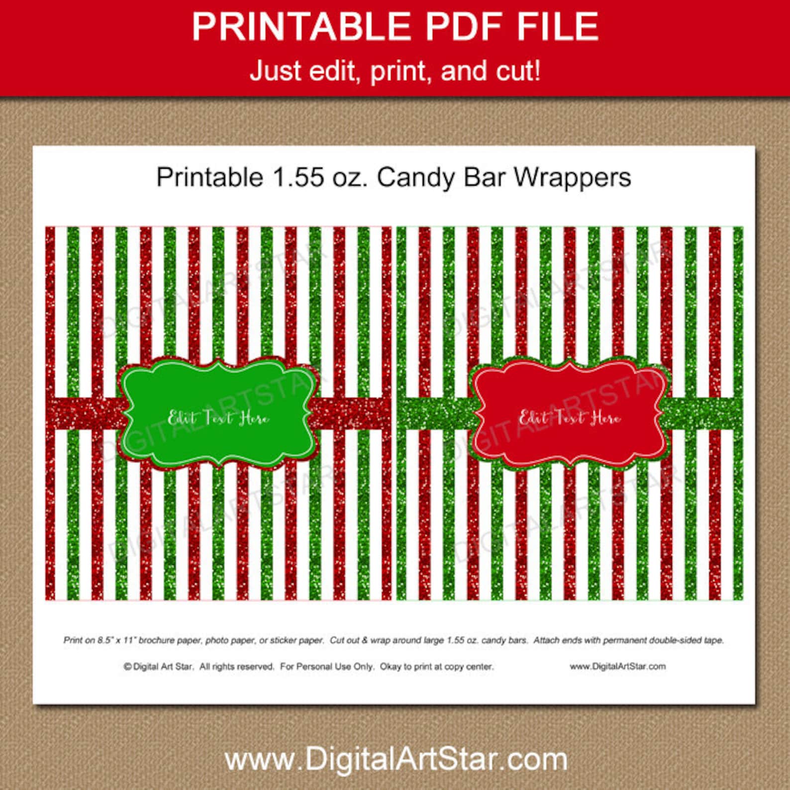 Christmas Candy Bar Wrapper Printable Christmas Chocolate Bar - Etsy