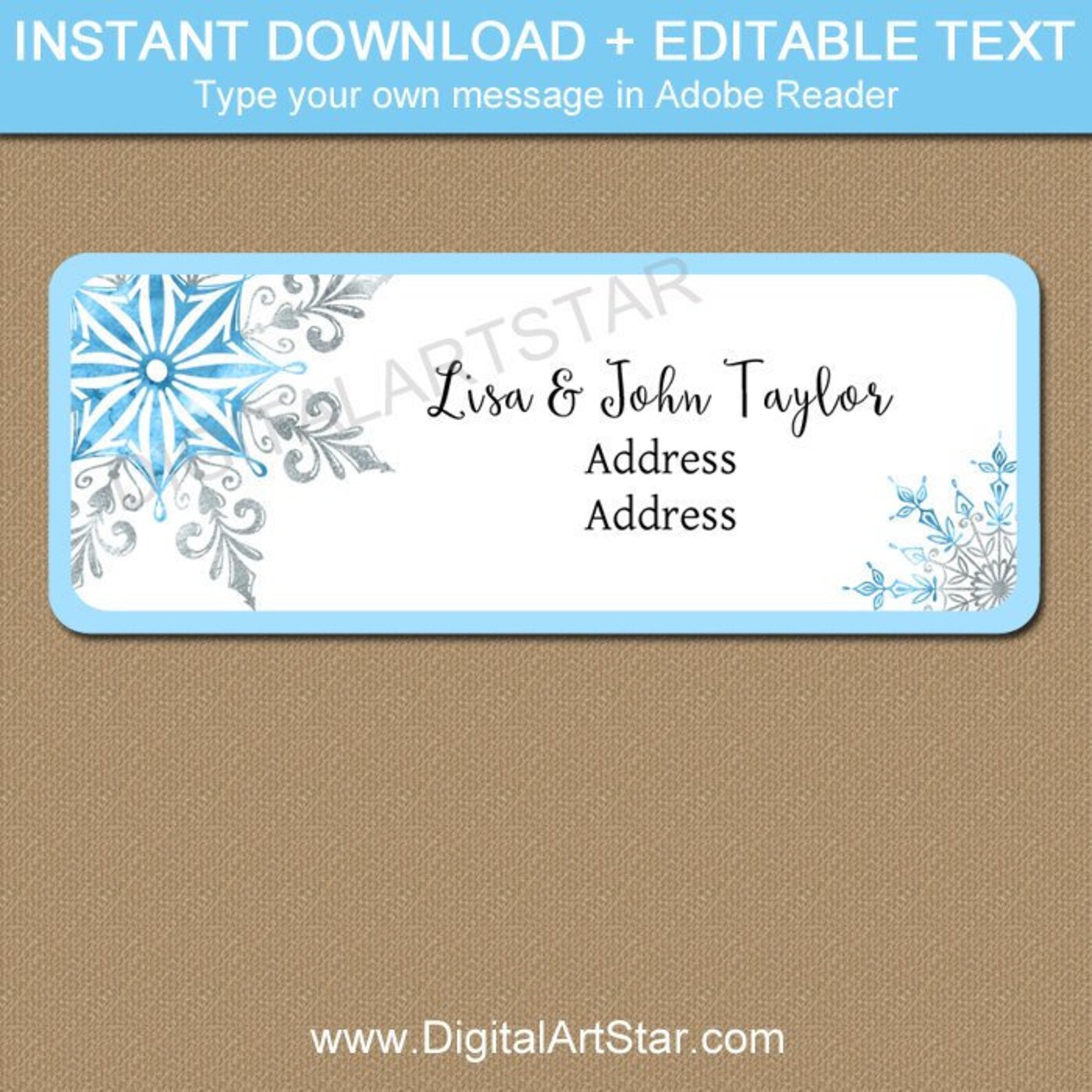 Snowflake Address Labels Christmas Address Label Download - Etsy