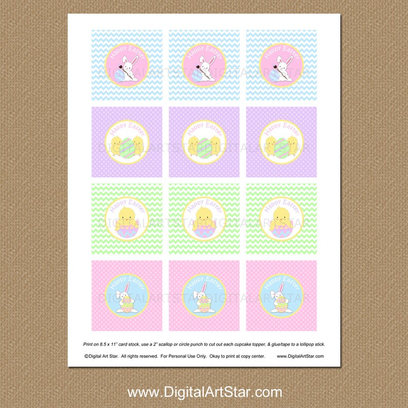 Easter Cupcake Toppers Happy Easter Tags Printable Easter - Etsy