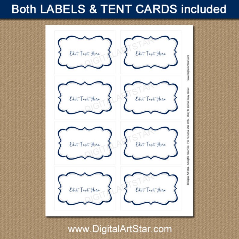 White Wedding Labels Wedding Place Cards Candy Buffet Labels | Etsy