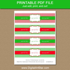 Printable Water Bottle Labels Christmas Holiday Water Bottle - Etsy