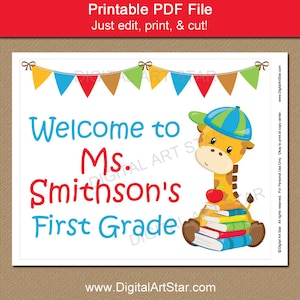 Editable First Day of School Sign, Teacher Sign Personalized for Door ...