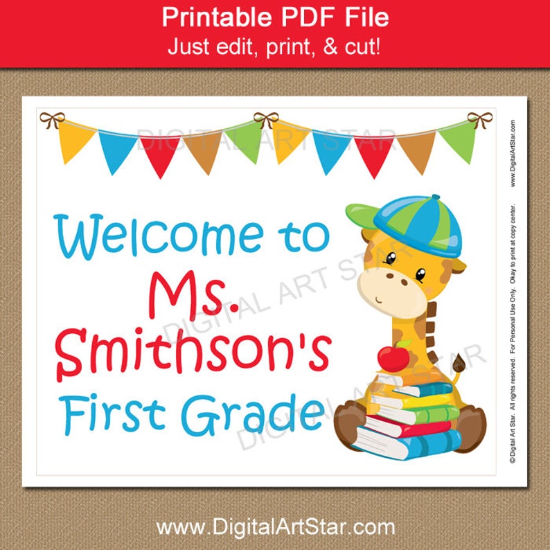 Editable First Day of School Sign Teacher Sign Personalized - Etsy
