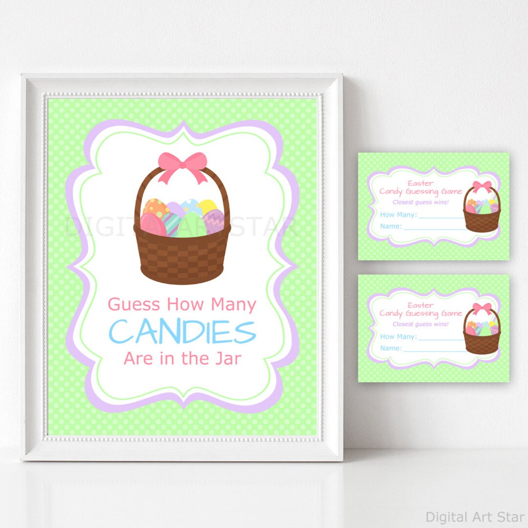 Guess How Many Candies in Jar Easter Themed Game, Easter Candy Guessing ...