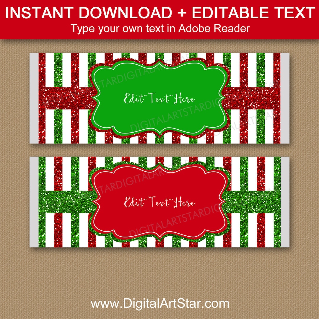 Christmas Candy Bar Wrapper Printable, Christmas Chocolate Bar Wrapper ...