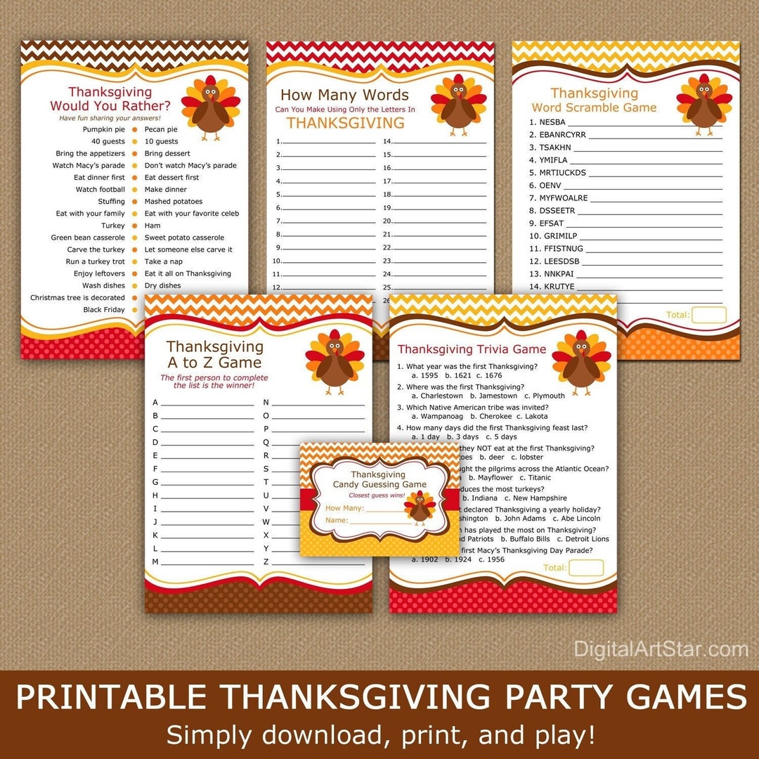 Thanksgiving Games Bundle Party Games Thanksgiving - Etsy