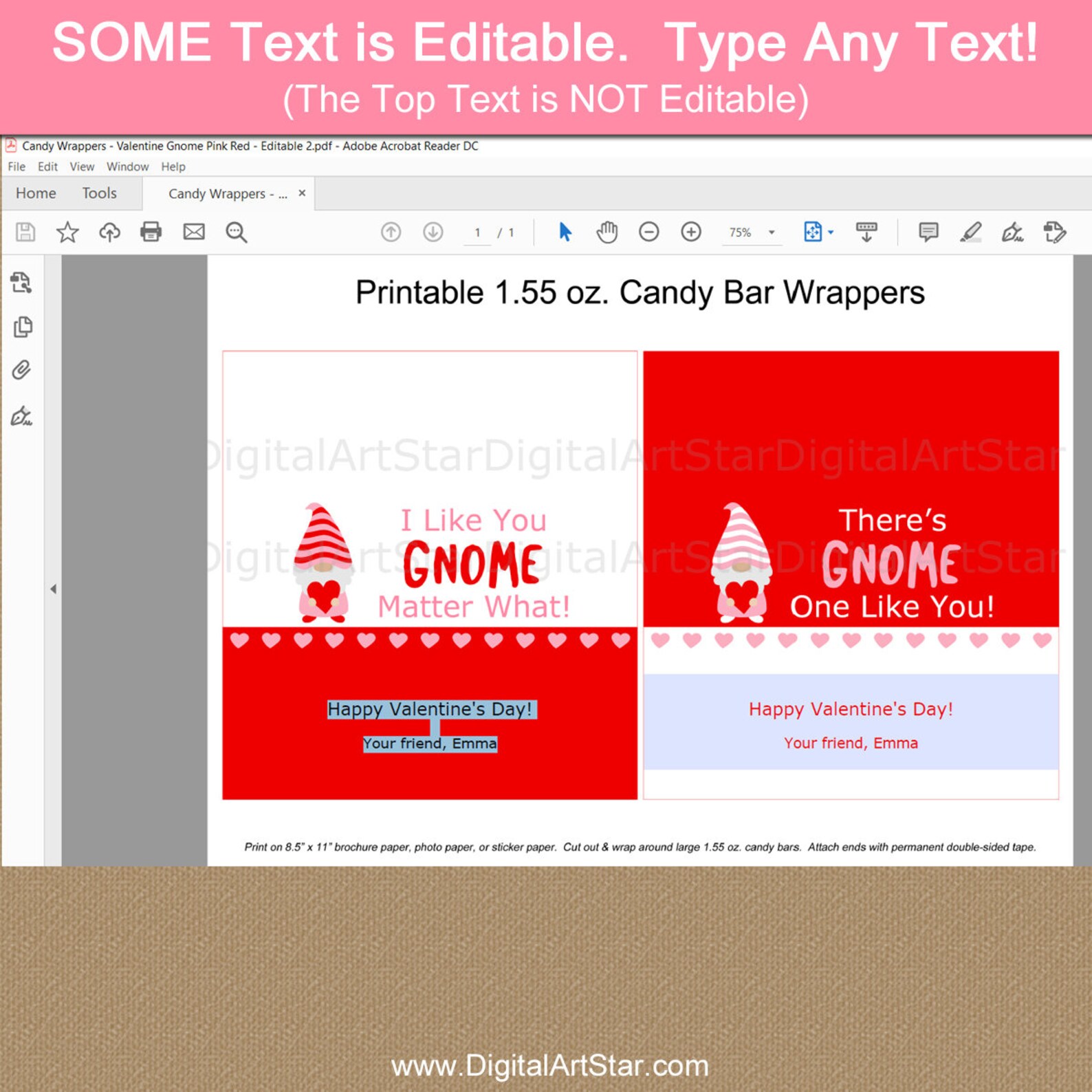 Valentine Candy Wrapper Template Valentine Chocolate Bar - Etsy