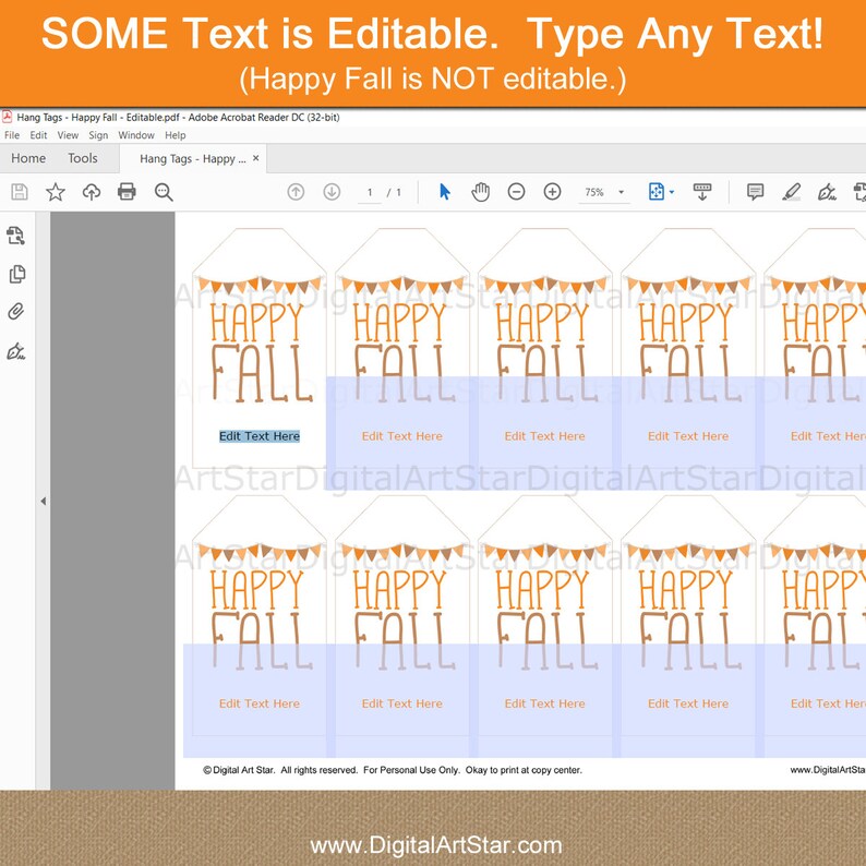 Happy Fall Printable Tags Happy Fall Gift Tag Template - Etsy