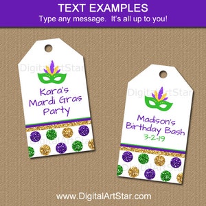 Mardi Gras Tags, Mardi Gras Printable Tags, Mardi Gras Favor Tags ...