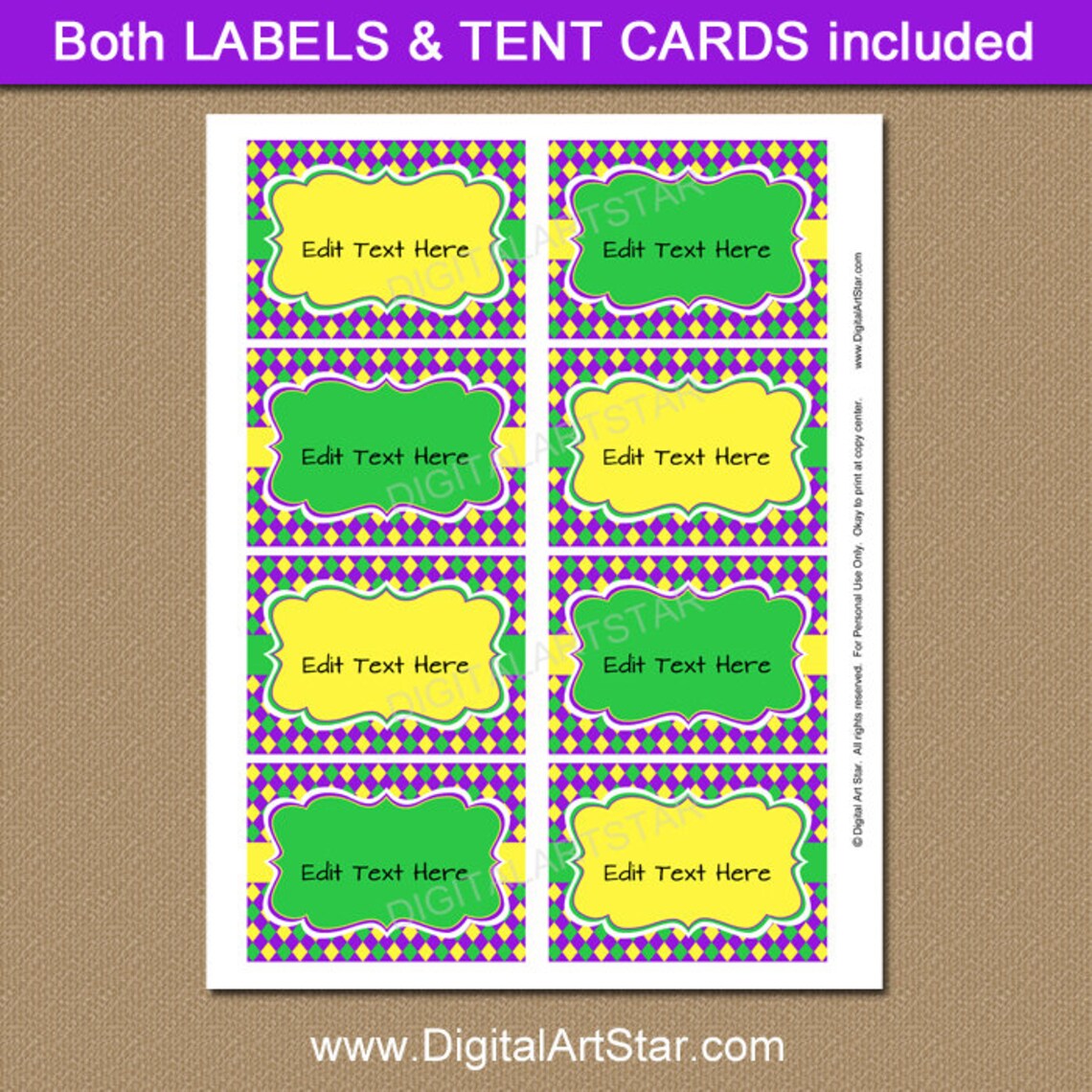 EDITABLE Mardi Gras Labels Mardi Gras Candy Buffet Labels - Etsy