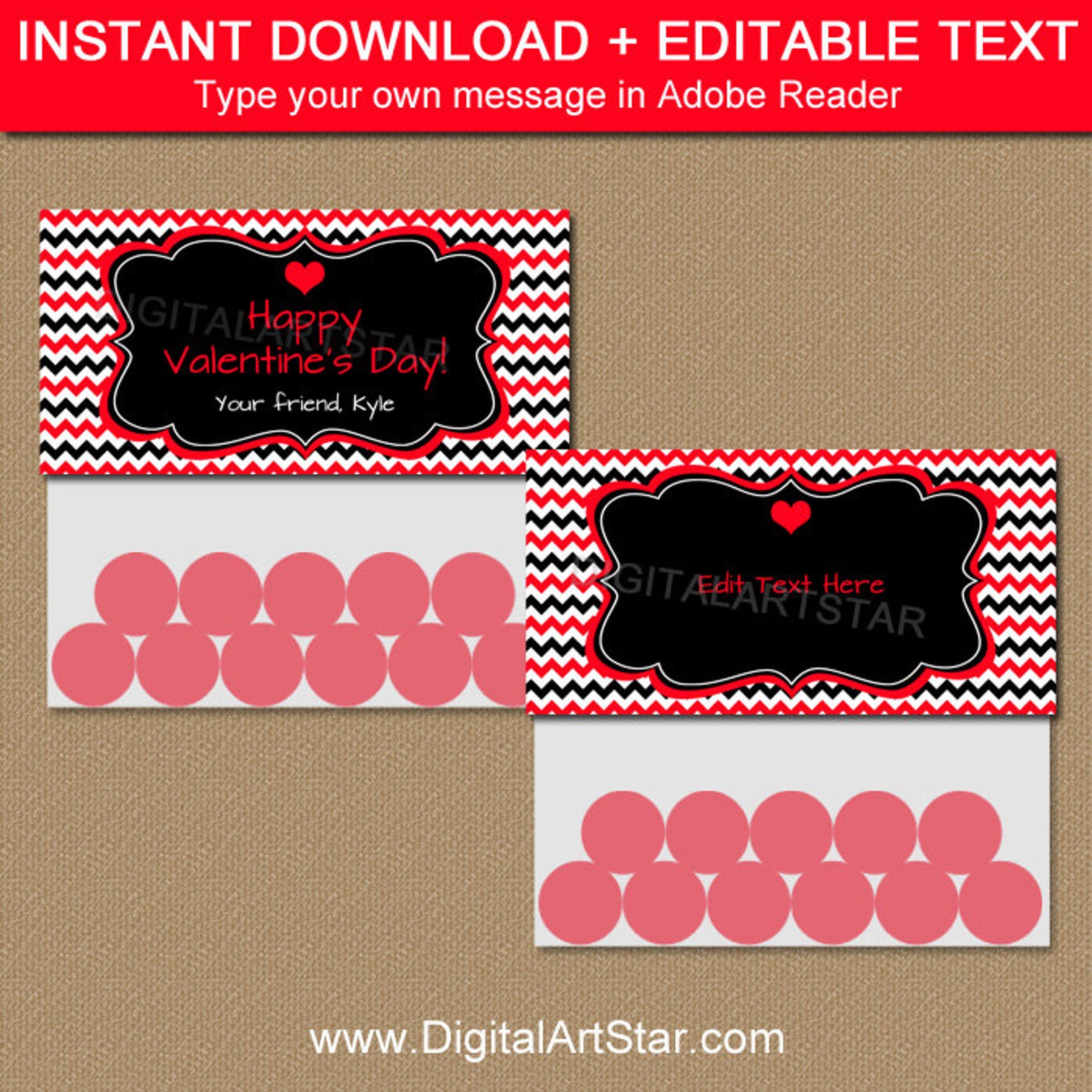 INSTANT DOWNLOAD Valentine's Day Bag Labels Red and | Etsy
