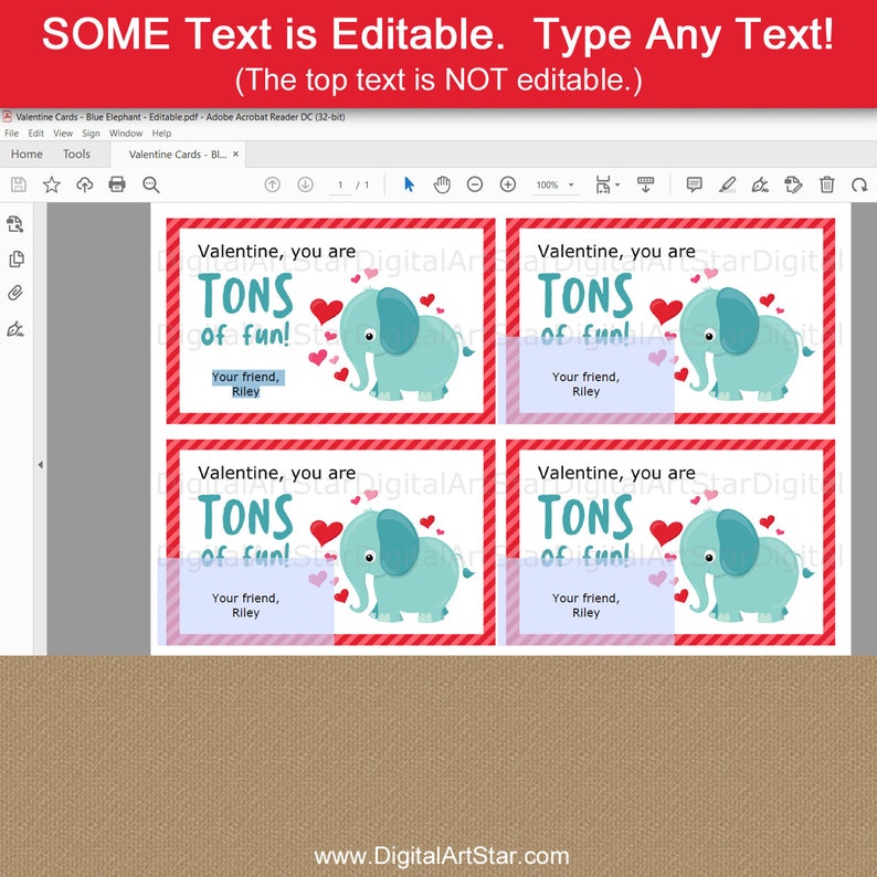 Elephant Valentine Cards Kids Tons of Fun Valentines for - Etsy