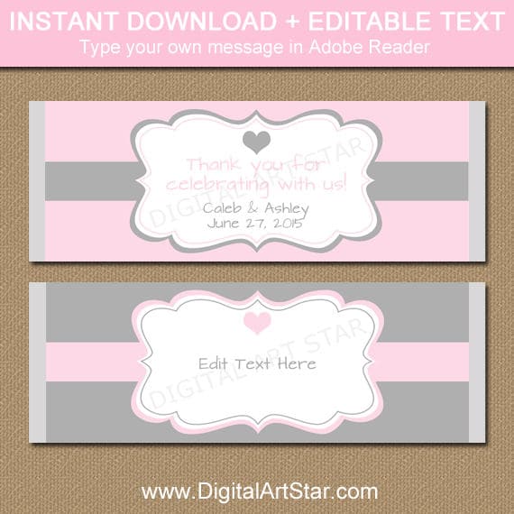 EDITABLE Wedding Chocolate Bar Wrappers - Printable Bridal Candy ...