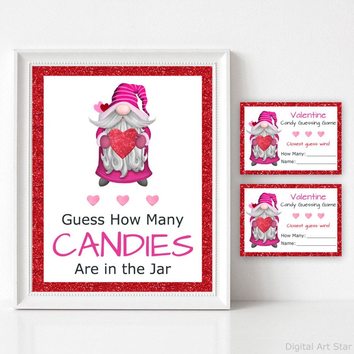 Valentine Candy Guessing Game and Sign Guess How Many Candies - Etsy