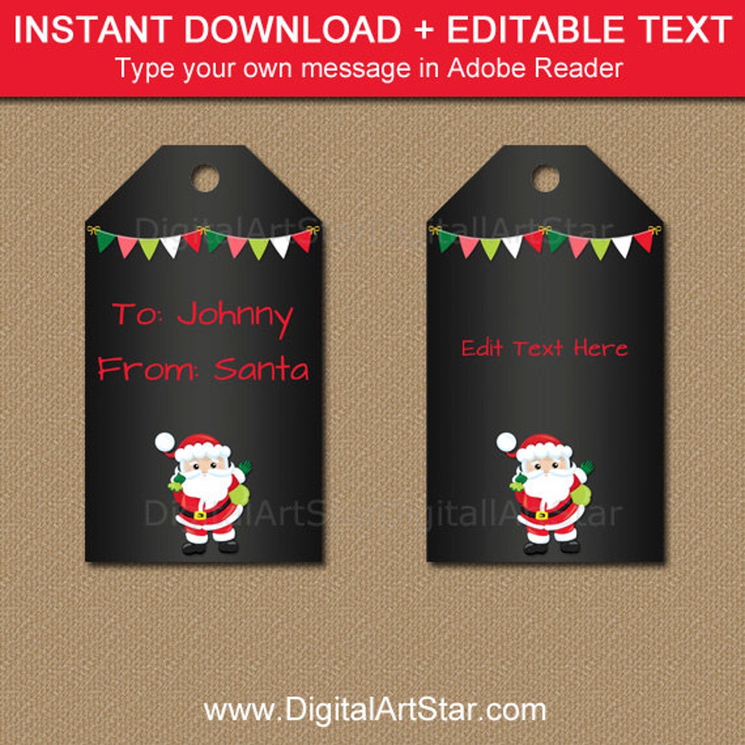 Printable Santa Tags, Christmas Chalkboard Tag, From Santa Tags ...