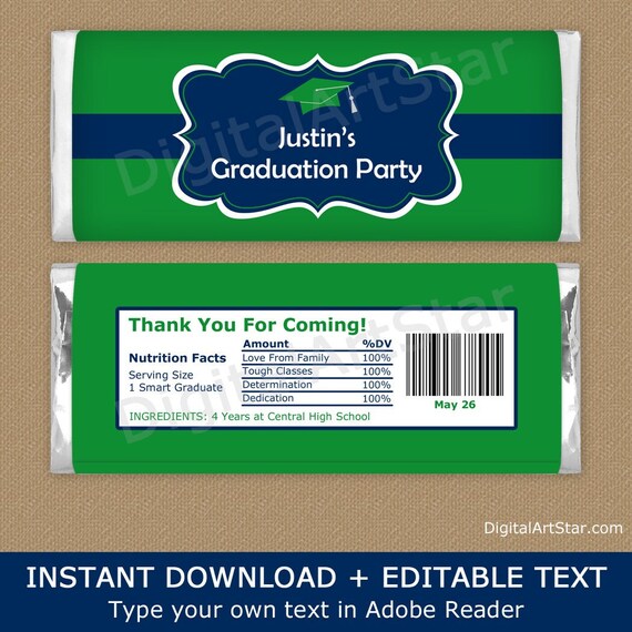 Graduation Candy Bar Wrapper Template, Graduation Candy Bar Labels ...
