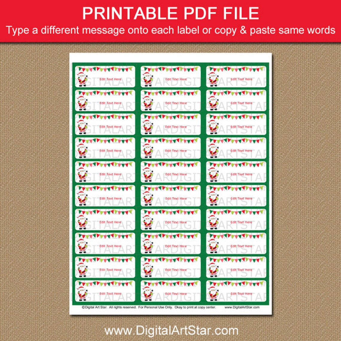 Santa Address Labels Santa Return Address Label Template | Etsy