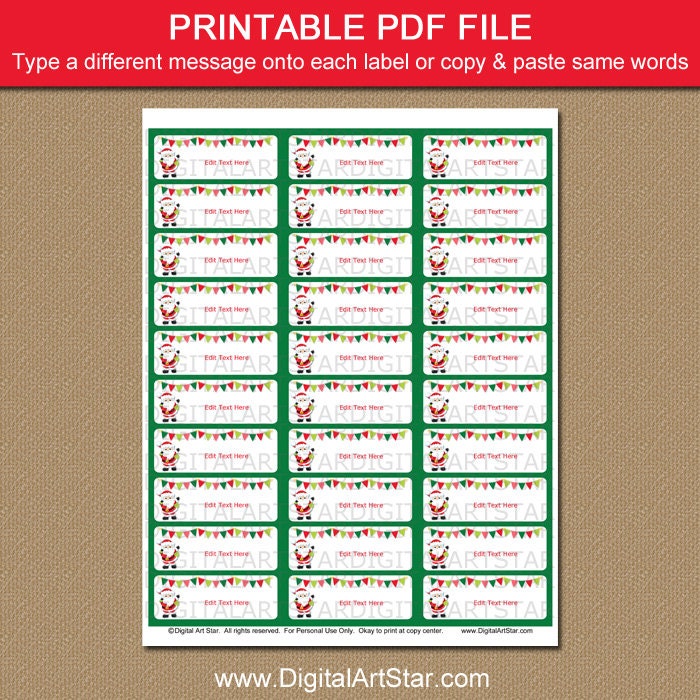 Santa Address Labels Santa Return Address Label Template - Etsy