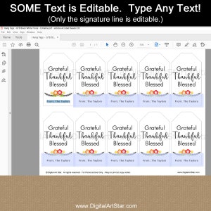 Black and White Thanksgiving Tag Template Grateful Thankful Blessed ...