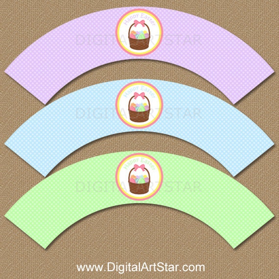 Easter Cupcake Wrappers - Printable Easter Decorations - Easter Basket ...
