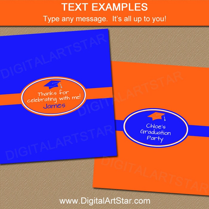 Candy Wrapper Template Graduation Royal Blue Orange Graduation | Etsy
